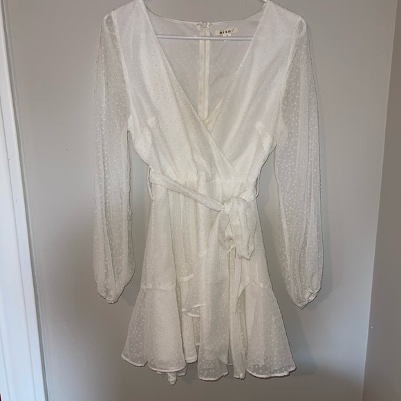Francesca's Collections | Dresses | Sheer Long Sleeves White Ruffle ...